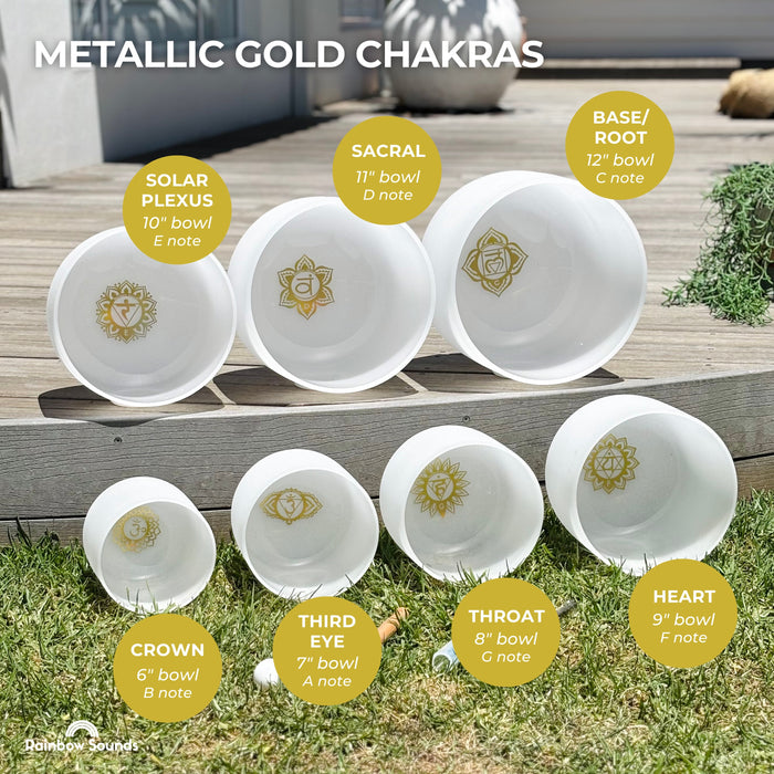 Set of 7 High Purity Quartz White Crystal Singing Bowls | High ...